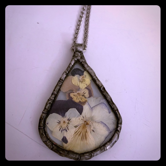 Vintage | Jewelry | Vintage Pressed Pansy Necklace | Poshmark